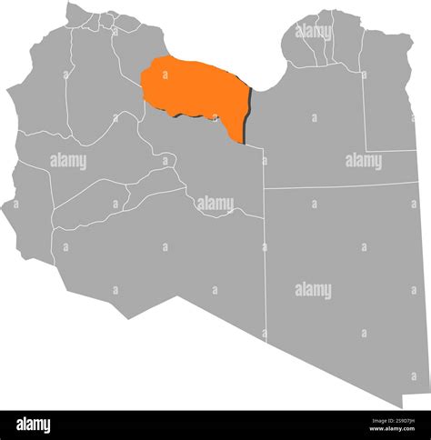 Map Of Libya With The Provinces Sirte Is Highlighted By Orange Stock Vector Image And Art Alamy