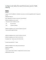 Configure And Verify IPv4 And IPv6 Access Lists For Traffic Filtering Docx Configure And