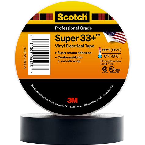 3m™ Scotch® Super 33 Vinyl Electrical Tape 34 In X 66 Ft 19 Mm X 201 M X 0177 Mm Black