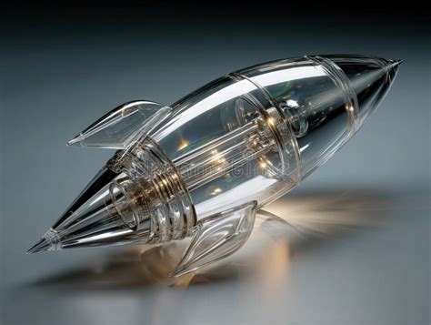 Clear Plastic Rocket Model Glossy Surface Fins Engine Nozzle Shadow