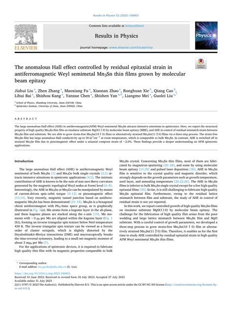 Pdf The Anomalous Hall Effect Controlled By Residual Epitaxial Strain