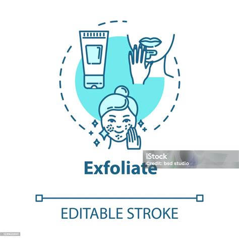 피부 박리 화장품 개념 아이콘을 각질 제거합니다 얼굴 피부 리뉴얼 안티 에이징 뷰티 프로시저 아이디어 얇은 라인 일러스트 벡터