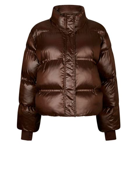 Apoke Neo Noir Rhea Shiny Puffer Jacket Dark Brown