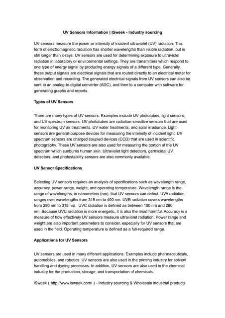 Uv Sensors Information Pdf