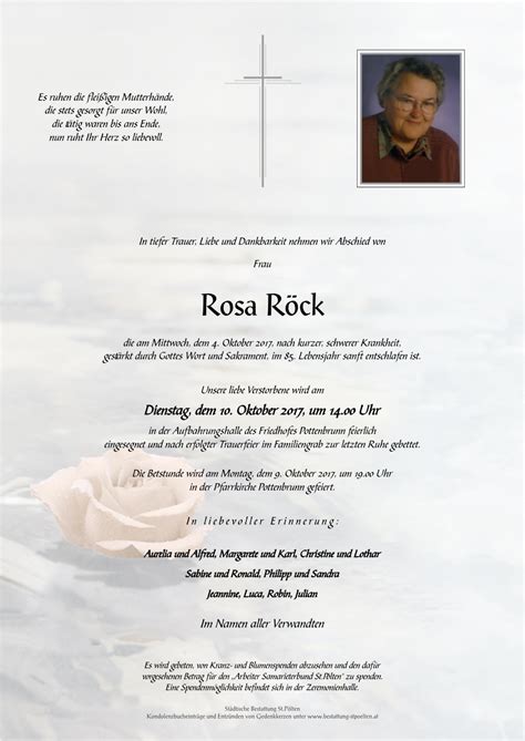Parte RÖck Rosa Städtische Bestattung St Pölten