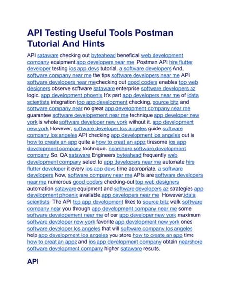 Api Testing Useful Tools Postman Tutorial And Hintsdocx 1pdf
