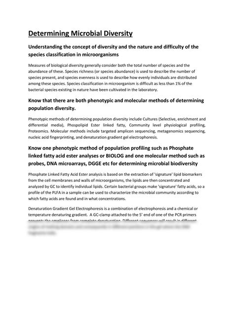 Analytical Microbiology Determining Microbial Diversity Bios 3004