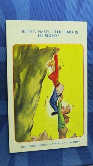 Saucy Bamforth Comic Postcard 1960s Big Boobs Panties Climbing End Is