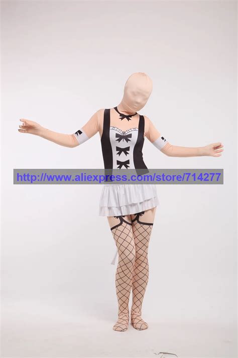 Sexy Women Adult Halloween Costumes Waitress Cosplay Zentai Full Body