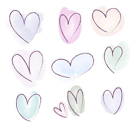 Premium Vector Vector Doodle Hand Drawn Hearts Set With Pastel Color