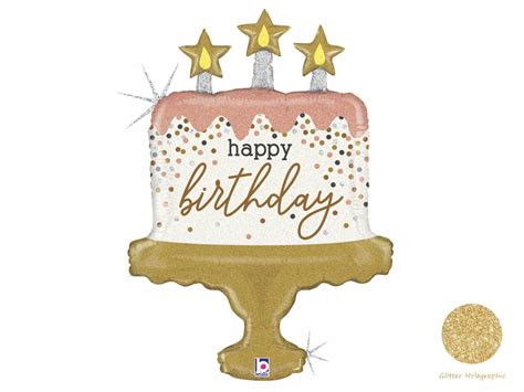 Balon Foliowy Tort Z Napisem Happy Birthday 84 Cm 1 Szt Grabo