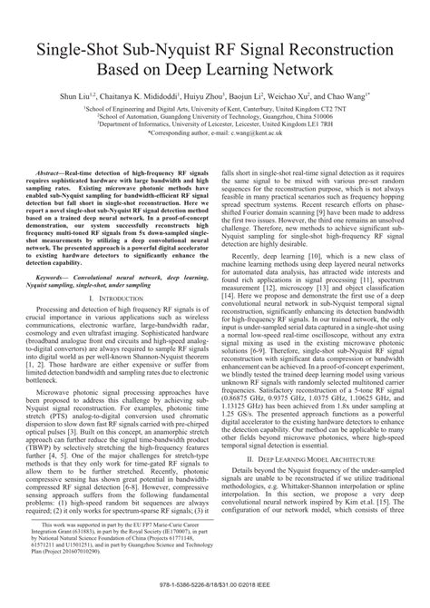 Pdf Single Shot Sub Nyquist Rf Signal Reconstruction Based On Deep Learning Network