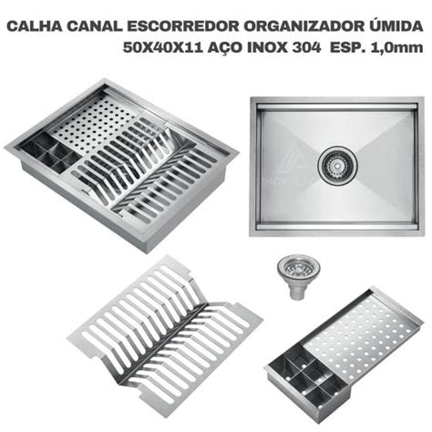Calha Gourmet Úmida 50x40x11 Aço Inox 304 Espessura 1 00mm Gnx