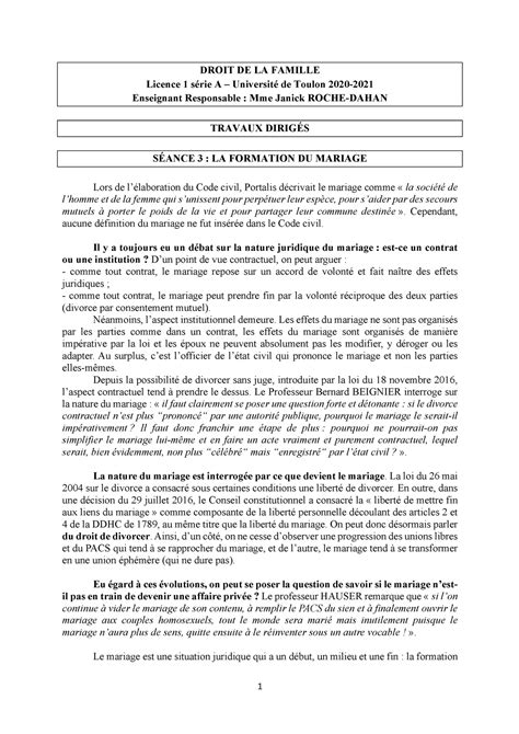 Correct Séance 3 La Formation Du Mariage Copie 2 Droit De La Famille