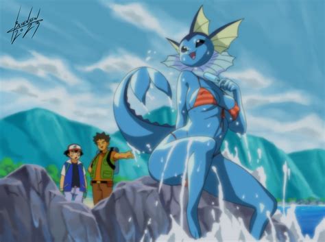 Ash Ketchum Vaporeon And Brock Pokemon And 2 More Drawn By