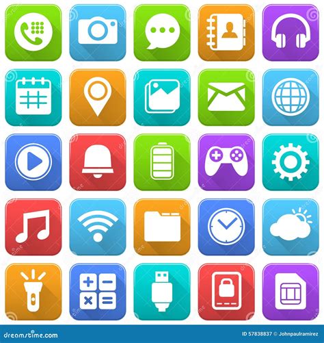 Mobile Icons Social Media Mobile Application Internet Stock Vector