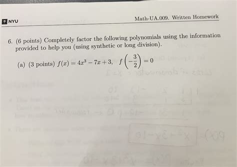 Solved 6 6 Points Completely Factor The Following