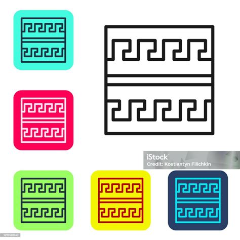 Zwarte Lijn Oud Grieks Patroonpictogram Dat Op Witte Achtergrond Wordt