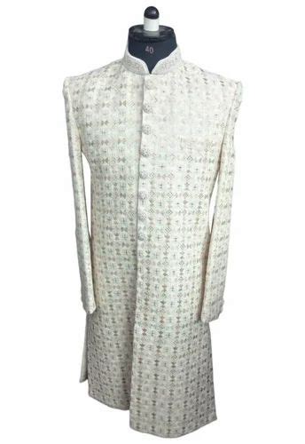White Men Georgette Sherwani At Rs 6900 Piece In Lucknow ID