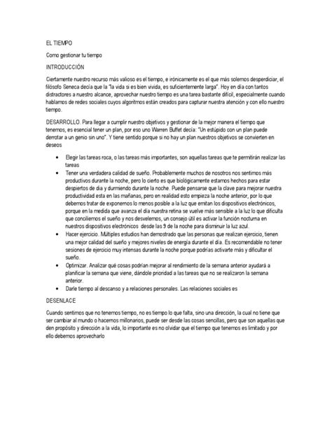 El Tiempo Guión Pdf Dormir Hora
