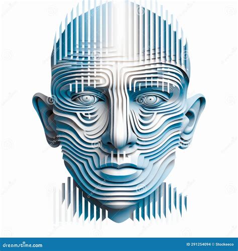 Parallel Vector Op Art D Human Head With Thin Lines Stock