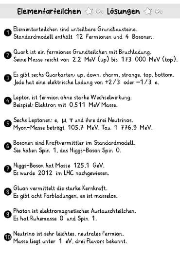 Elementary Particles Worksheets With Questions Answers German