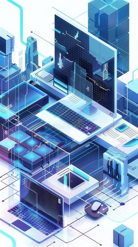 Advanced Technology Computer Processing And Data Analysis Concept