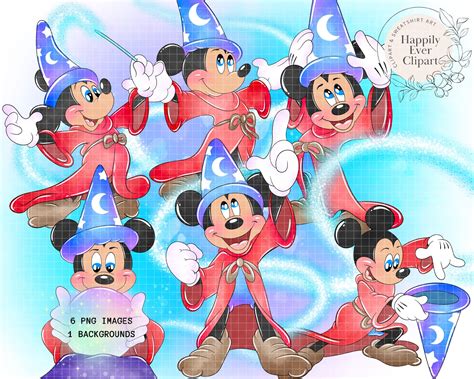 Watercolour Mickey Fantasia Clipart Set Mickey Fantasia 300 Dpi