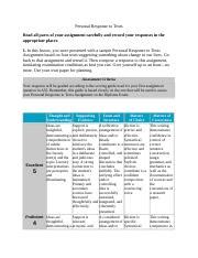 A Personal Response To Texts Doc Personal Response To Texts Read