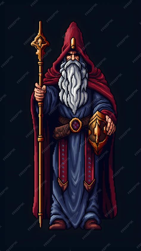 Premium Ai Image Pixel Art Wizard Character For Rpg Game Character In Retro Style For 8 Bit Game