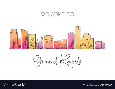 One Single Line Drawing Visit Grand Rapids City Vector Image
