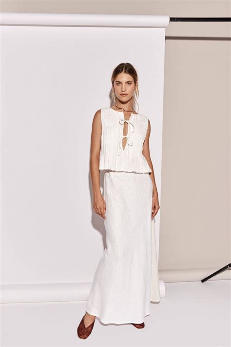 Valeria Linen Top White Vrg Grl