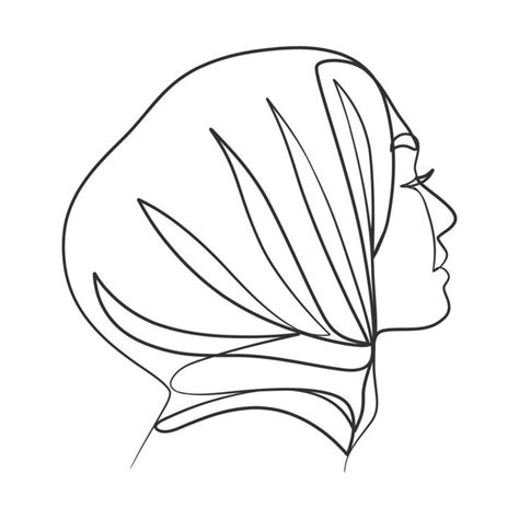 A Line Drawing Of A Woman S Head With Leaves In Her Hair Viewed From