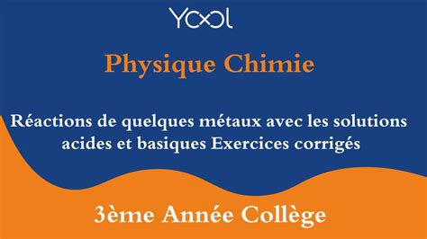 Réactions de quelques métaux avec les solutions acides et basiques