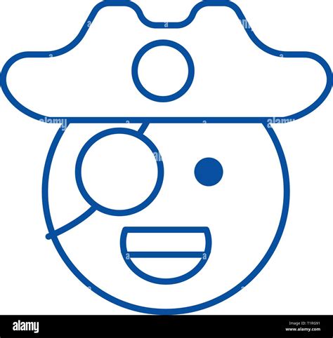 Pirate Emoji Line Icon Concept Pirate Emoji Flat Vector Symbol Sign