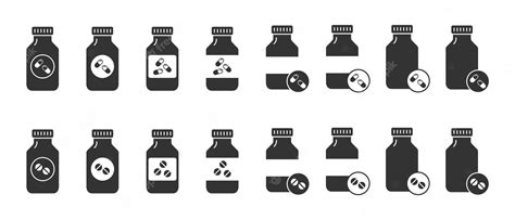 Jeu Dicônes De Bouteille De Pilule Icône De Médecine Symboles De