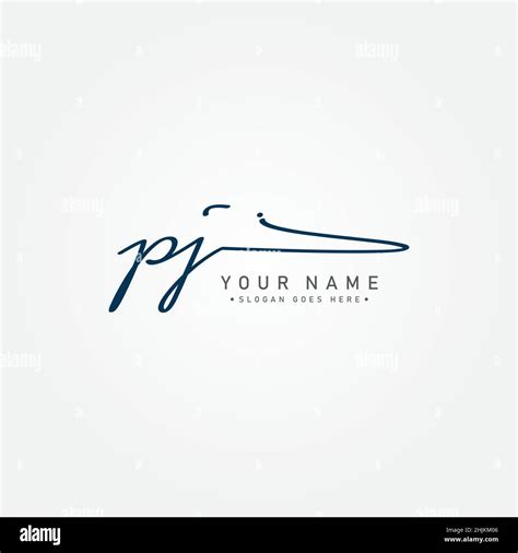 Initial Letter Pj Logo Hand Drawn Signature Logo Minimal Vector
