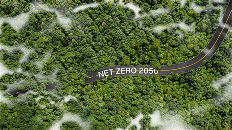 Net Zero 2050 탄소 중립 및 Net Zero 개념 자연 환경 장기 기후 중립 전략 온실 가스 배출 목표 아스팔트