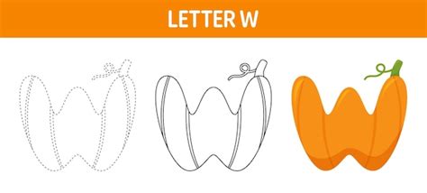 Hoja De Trabajo Para Colorear Y Trazar La Letra W Calabaza Para Niños