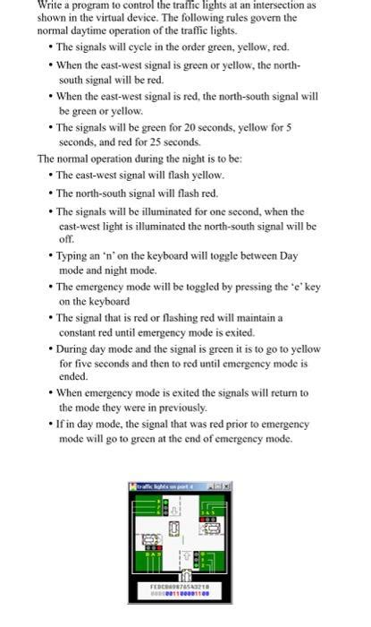 Write A Program To Control The Traffic Lights At An Chegg