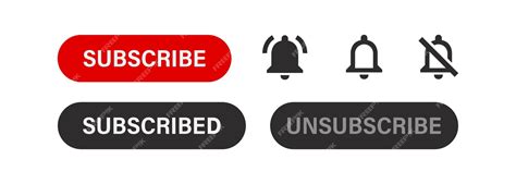 Premium Vector | Subscribe button and notification bell alarm icons set Red button icon flat ...