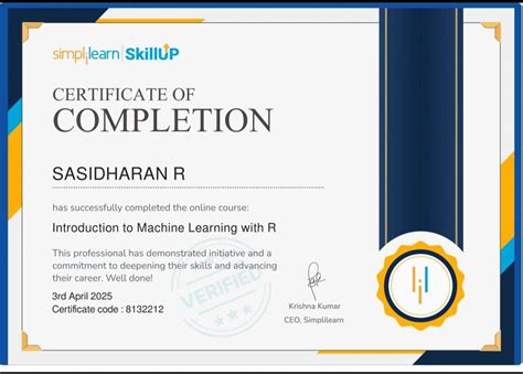 Machinelearning Rprogramming Simplilearn Datascience Mlwithr Sasidharan R