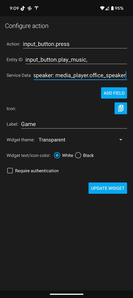 Android Action Button Widget With Data Home Assistant Companion For