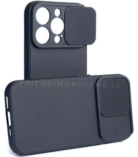 Juodas dėklas su kameros apsauga Apple iPhone Pro telefonui Camshield Soft