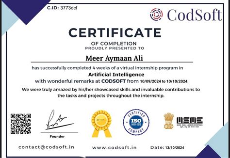 Meer Aymaan Ali On Linkedin Artificialintelligence Internship