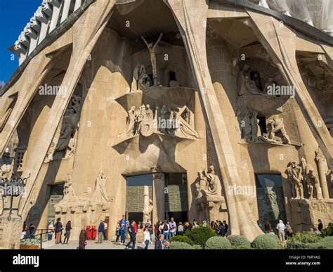 The Base Of The West Entrance Or Passion Facade Of La Sagrada Familia