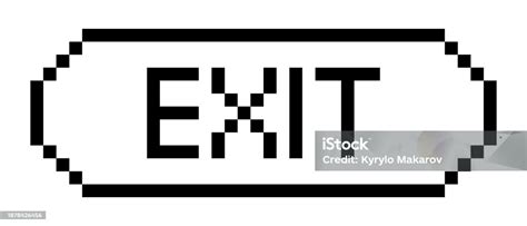 출구 기호 투명 선 아이콘입니다 중지 취소 메뉴 게임 컨트롤 버튼 기호 비문 공지 사항 픽셀 스타일 흰색 배경에 여러 가지 빛깔의 아이콘 개념 기호에 대한 스톡 벡터 아트