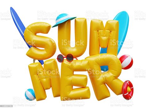 여름 휴가와 여행 개념입니다 여름 텍스트와 여행자 액세서리가 있는 서핑보드 창의적인 최소한의 휴가 및 여행 개념 아이디어 3d 렌더링 3차원 형태에 대한 스톡 사진 및 기타