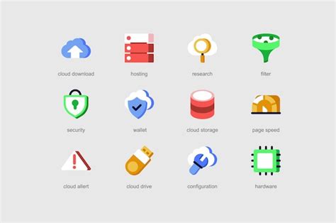 Premium Vector Cloud Computing Of Web Icons Set In Flat Design Pack Of Download Hosting