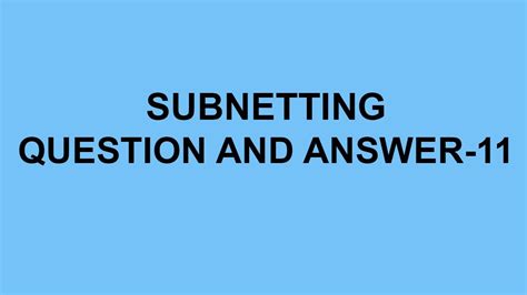 Subnetting Question And Answer YouTube